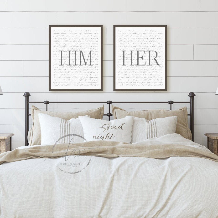 Him and Her Vows Printable Sign Set Wedding Vows Decor - Etsy