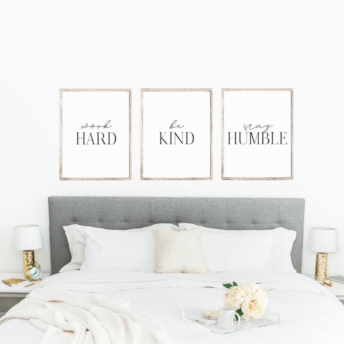 Work Hard Be Kind Stay Humble Printable Sign Set, Matching Bedroom ...