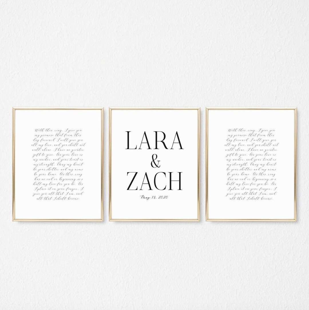Custom Wedding Vows Printable Sign Set, Anniversary Decor Prints ...