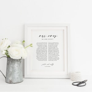 Our Vows Printable Sign Set, Wedding Vows Decor Prints, Bedroom Wall ...