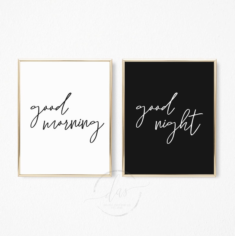 Good Morning Good Night Printable Sign Set, Bedroom Prints, Nursery ...
