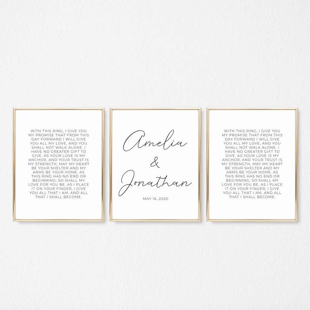 Wedding Vows Printable Sign Set, Anniversary Decor Prints, Bedroom Wall ...