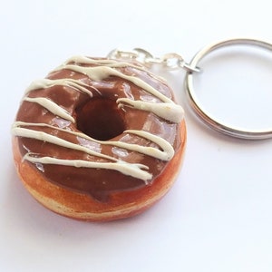 Realistic Donut Keychain - Chocolate Frosted Drizzled Donut Keychain ...