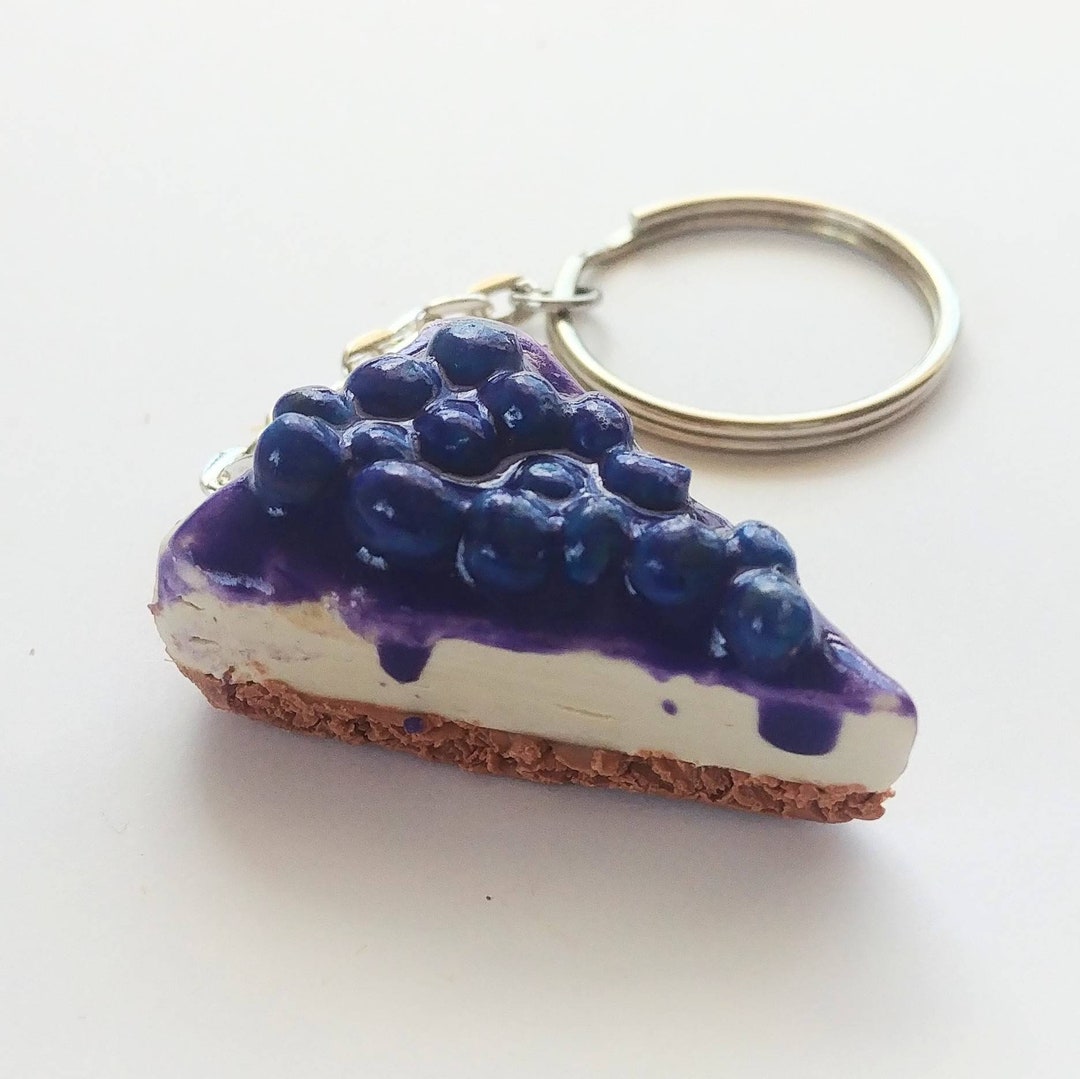 Blueberry Cheesecake Charm - Food Jewelry, Miniature Food Keychain ...