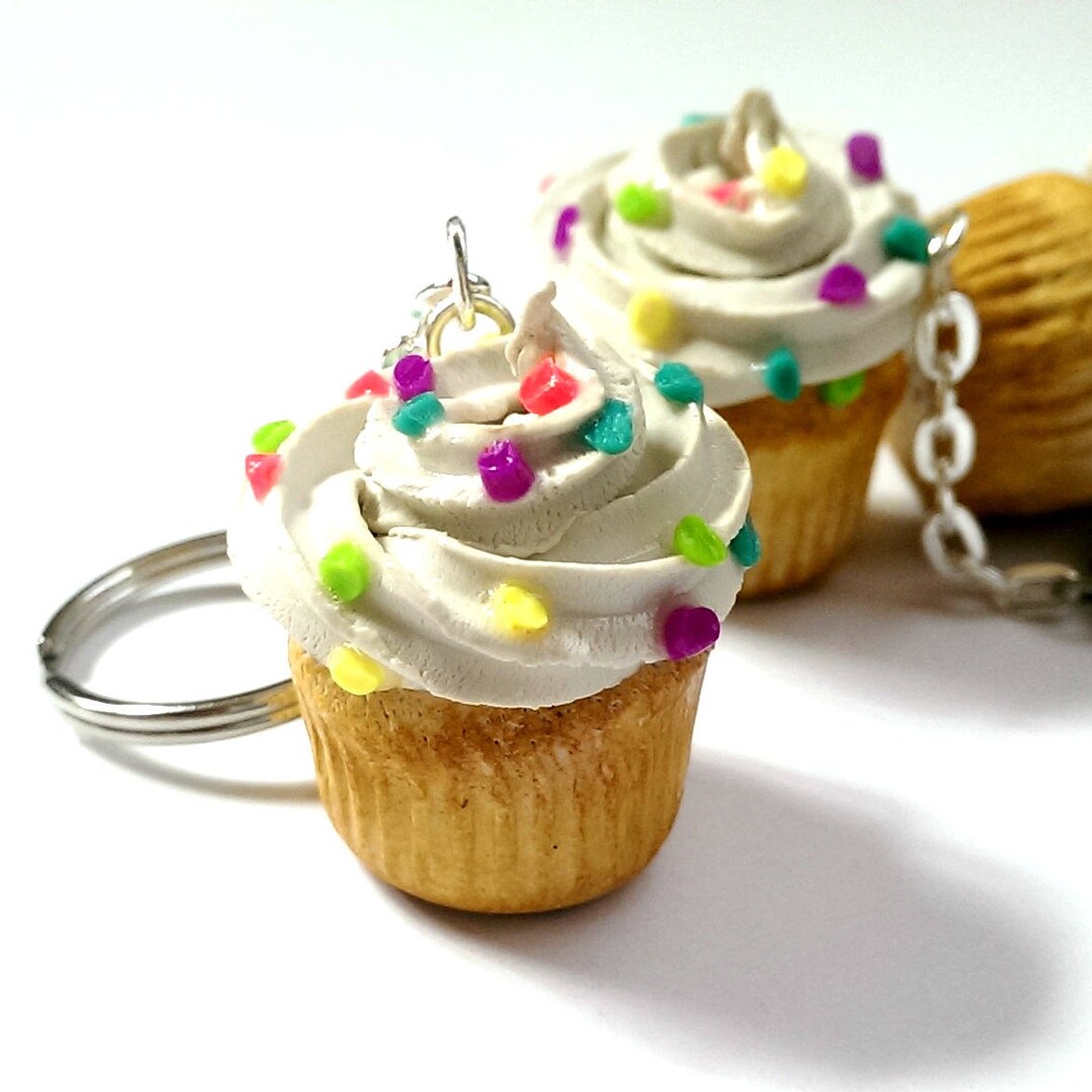Funfetti Realistic Cupcake Keychain Cute Keychain Miniature Food ...
