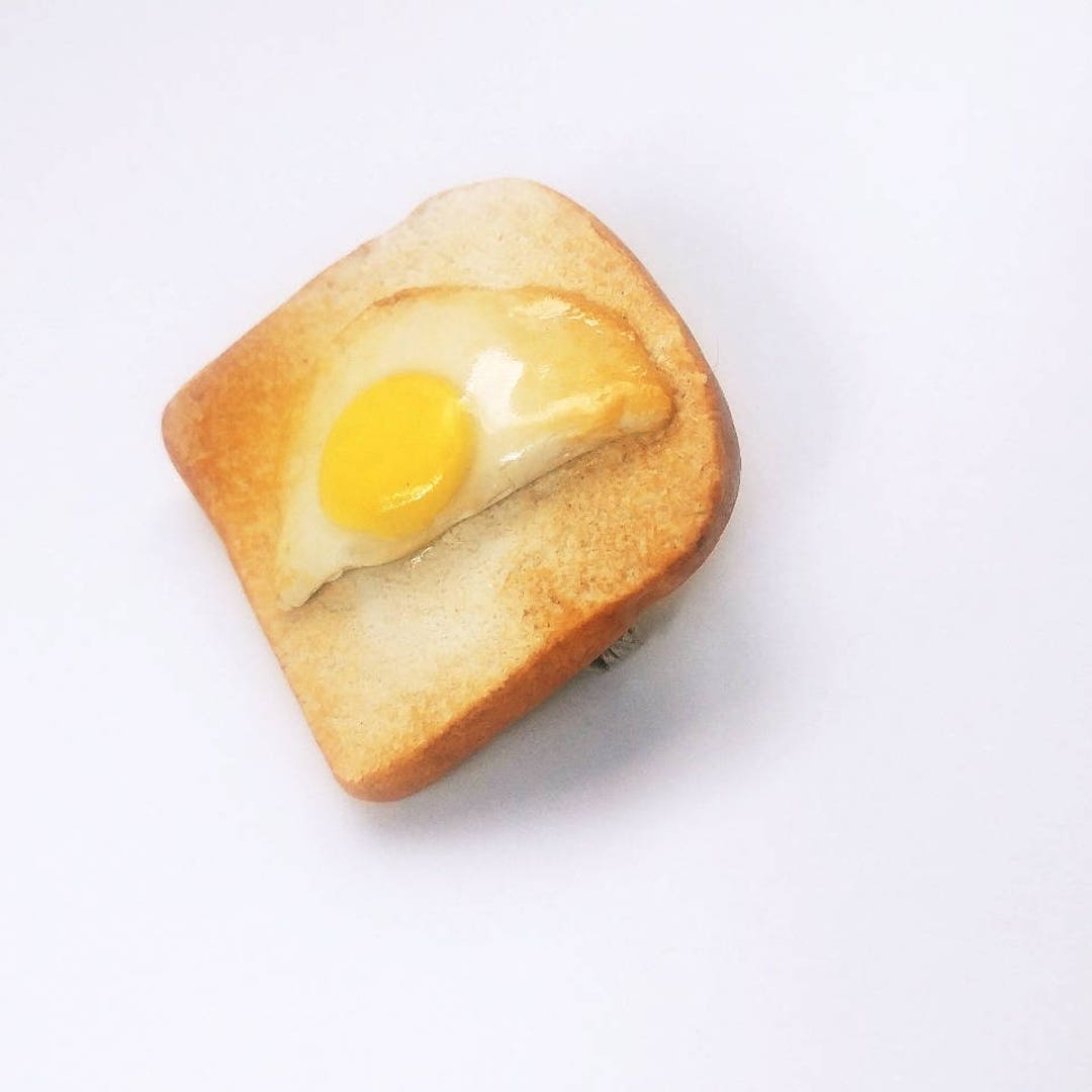 Egg on Toast Pin, Cute Lapel Pin, 3D Food Pin, Food Jewelry, Label Pin ...