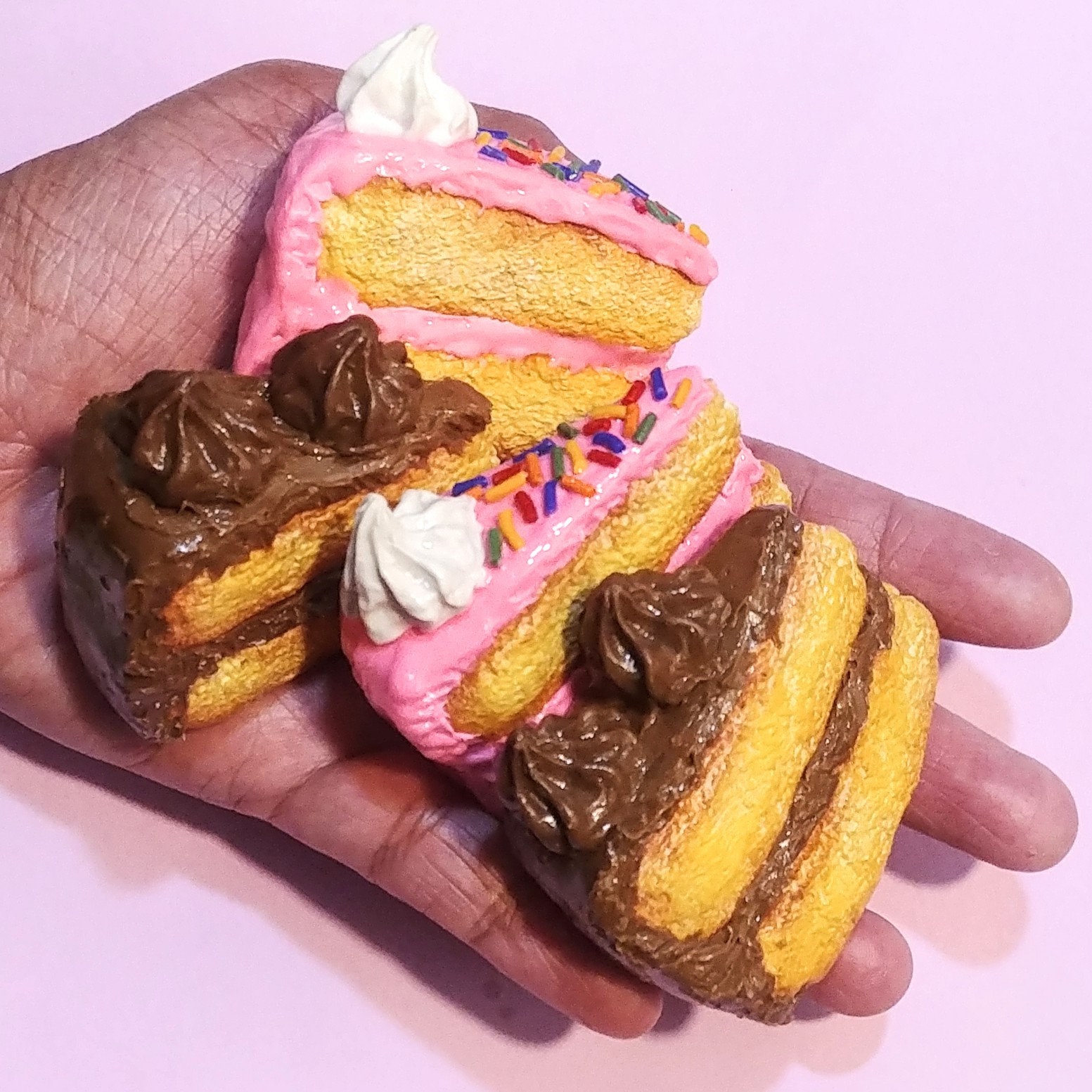 Chocolate Frosted Cake Slice Magnet , Miniature Polymer Clay Fake Food ...