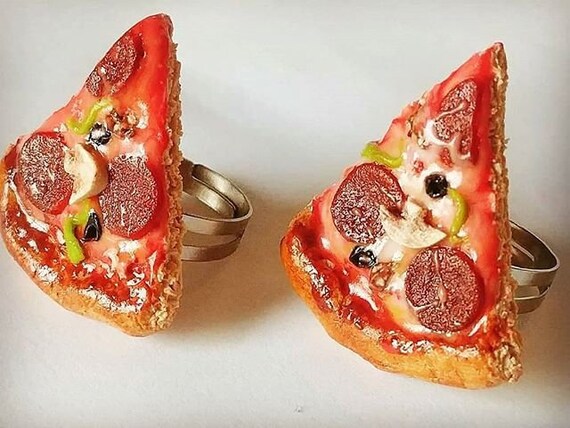 Supreme Pizza Ring Pizza Slice Ring Statement Ring// Food | Etsy