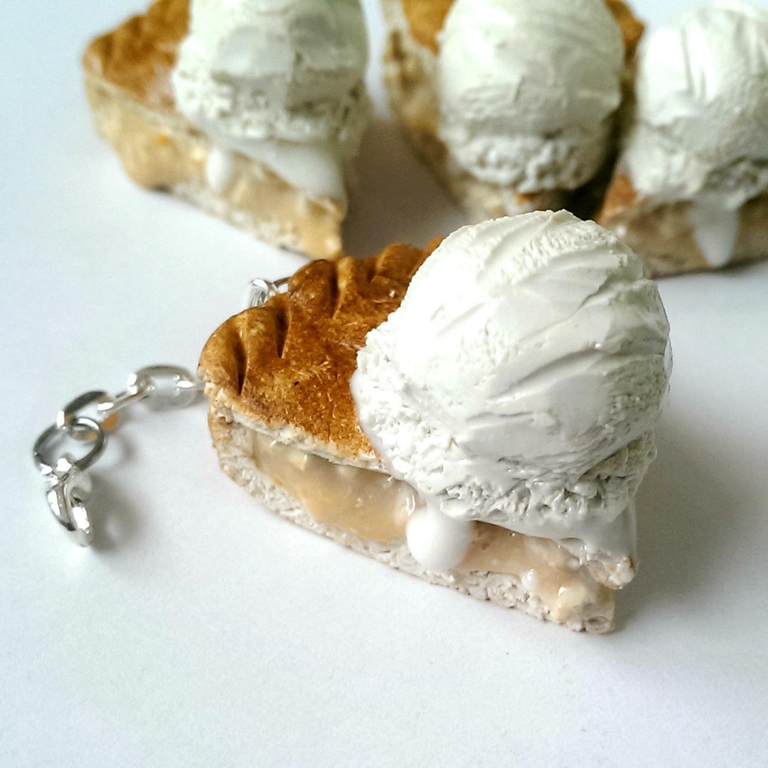 Apple Pie Charm, Apple Pie With Ice Cream Keychain , Necklace, Food ...