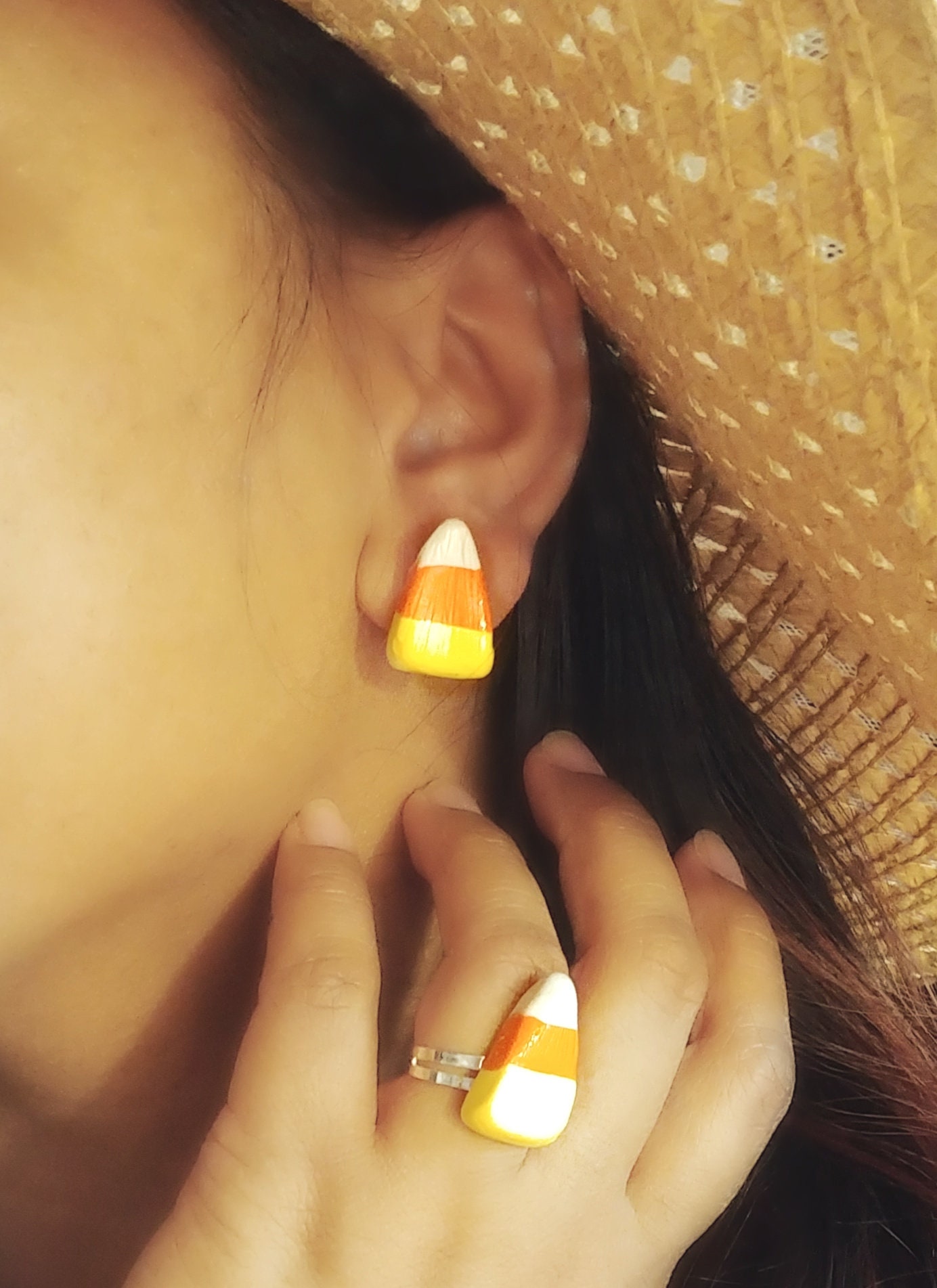 Large Candy Corn Stud Earrings Halloween Candy Food Jewelry | Etsy