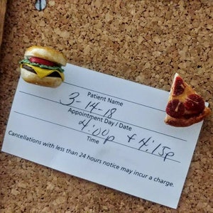 Set of 4 Food Push Pins, Office Bulletin Board Pins, Cork Board ...