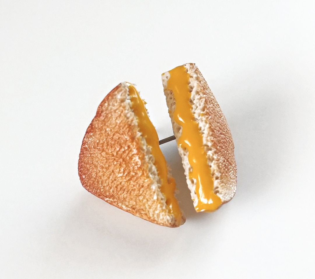 Realistic Grilled Cheese Stud Earrings Food Jewelry, Miniature Food ...