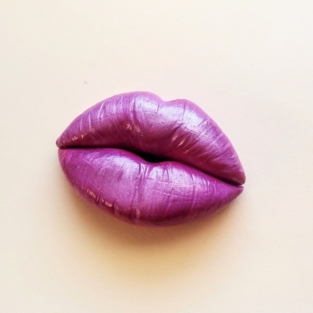 Lips Brooch Metallic Purple Lip Brooch, Unique Brooch, Lapel Pin - Etsy