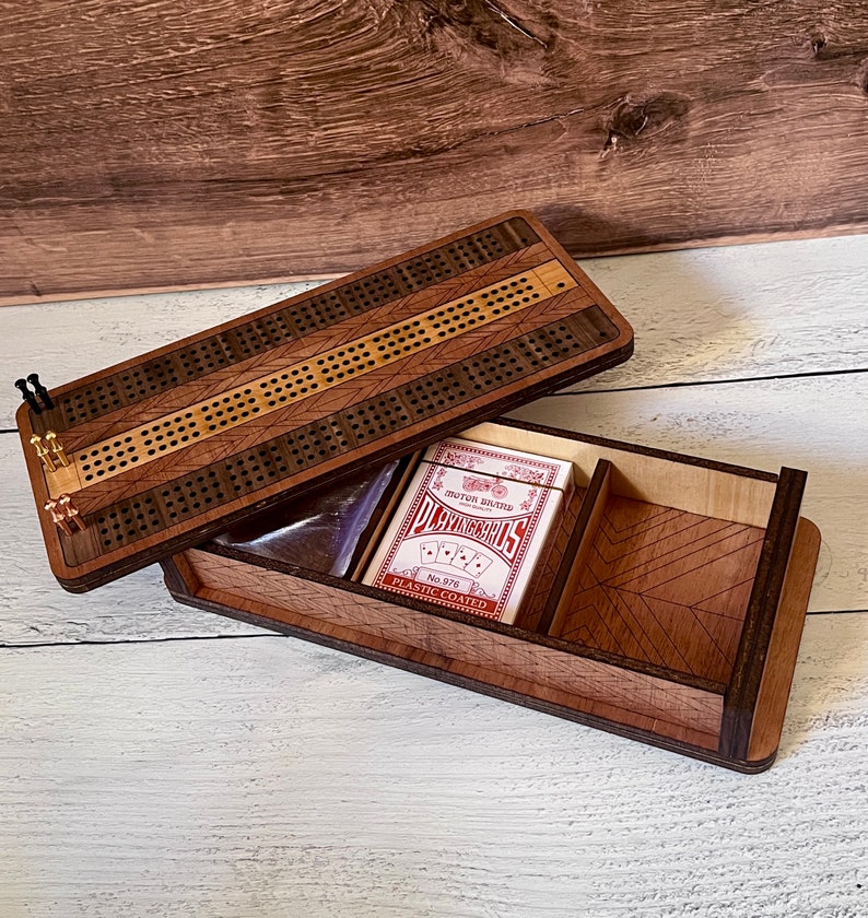 Wood Cribbage Game, Heirloom Cribbage Board, Family Cribbage Game ...