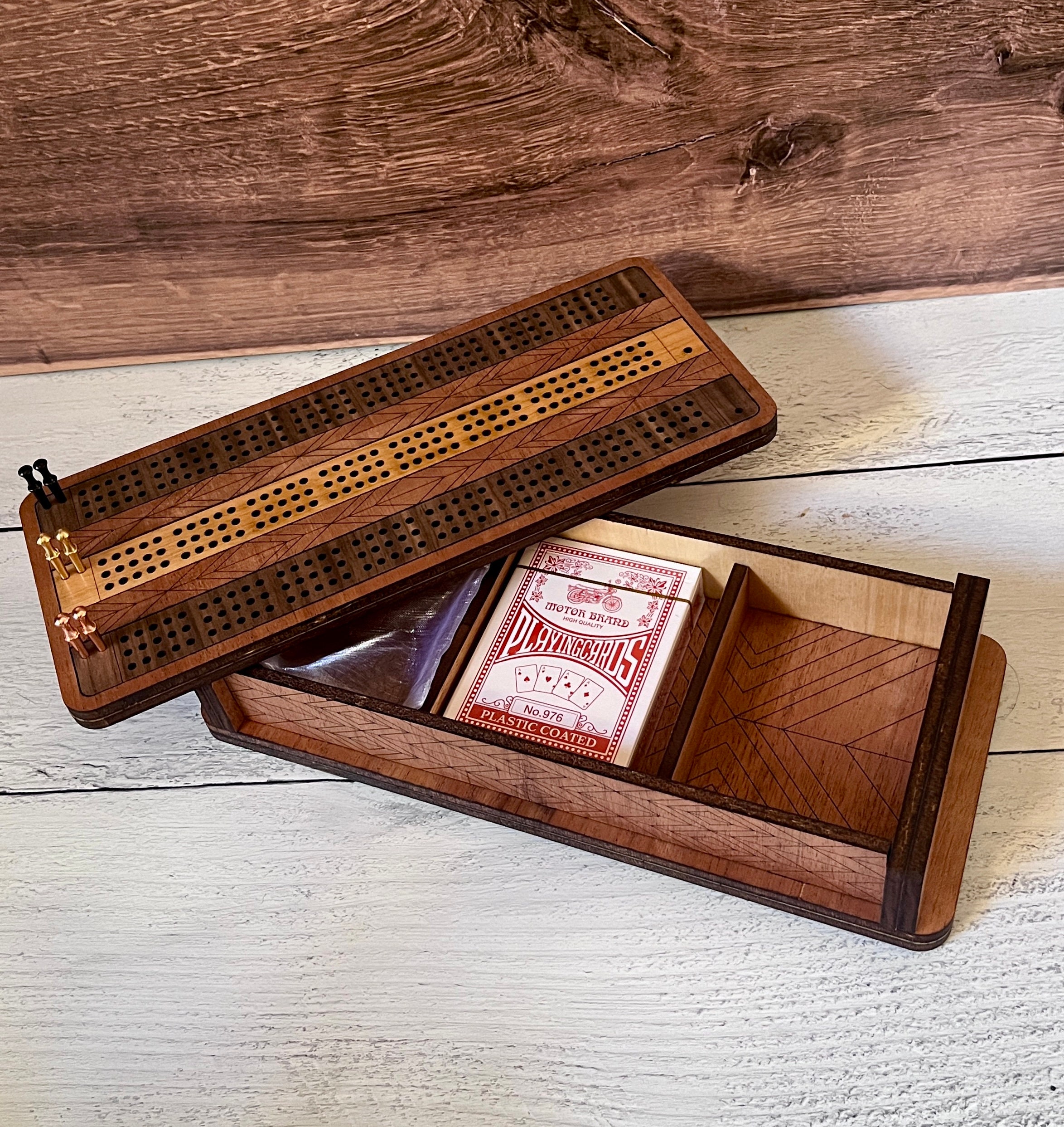 Wood Cribbage Game, Heirloom Cribbage Board, Family Cribbage Game ...