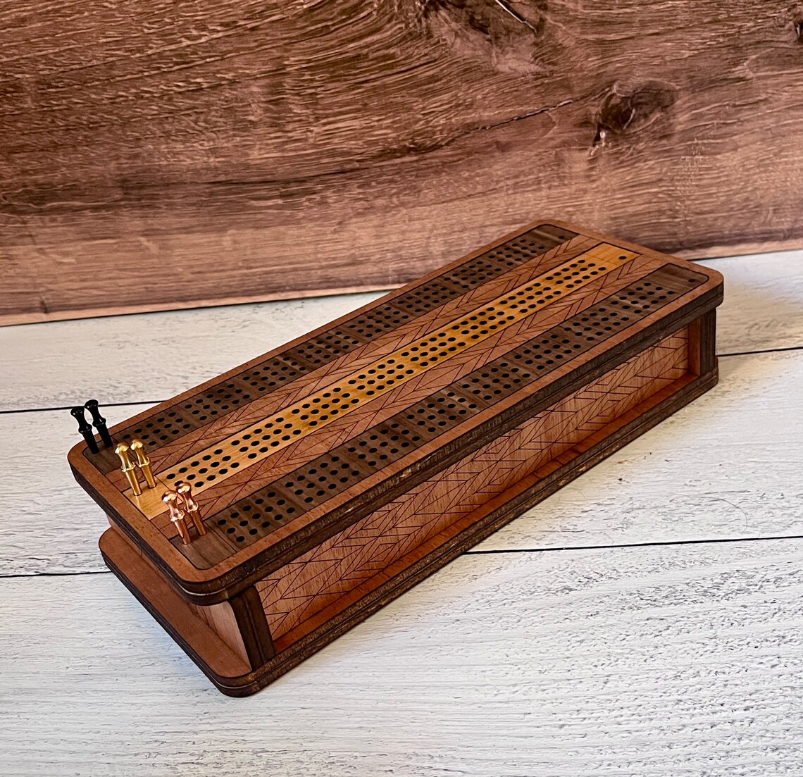 Wood Cribbage Game, Heirloom Cribbage Board, Family Cribbage Game ...