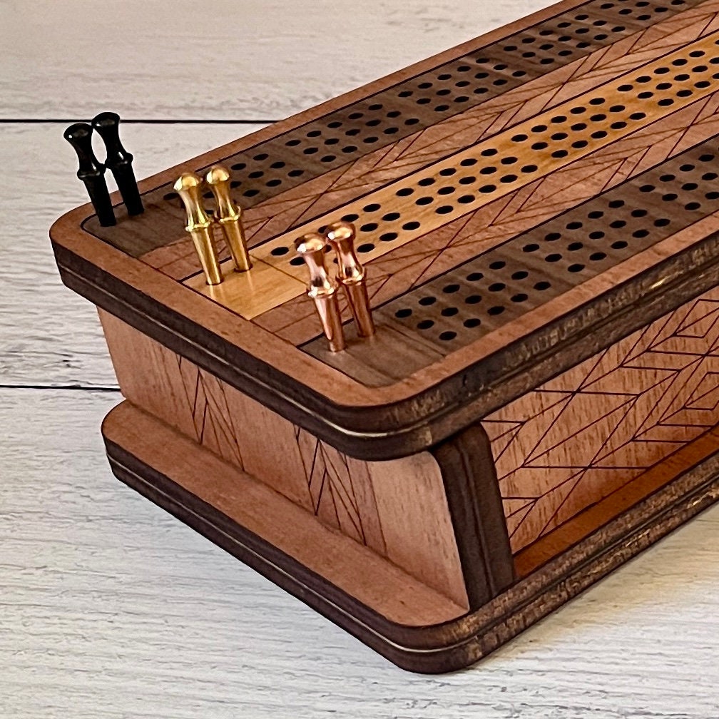 Wood Cribbage Game, Heirloom Cribbage Board, Family Cribbage Game ...