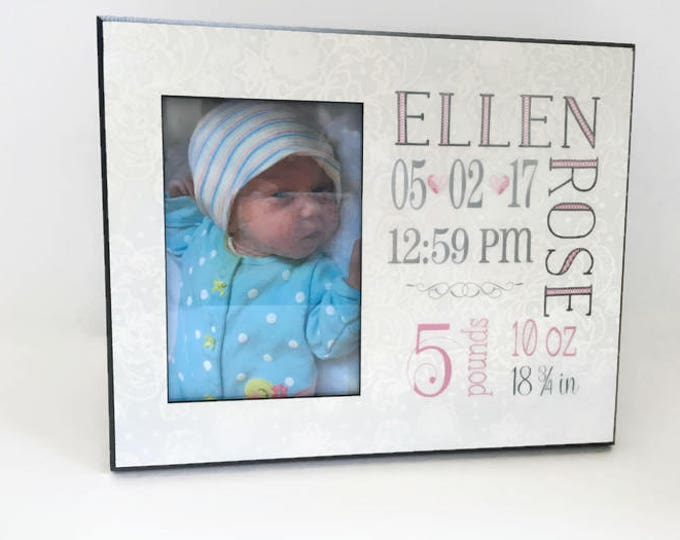 Simple and Sweet Personalized Pink Picture Frame, Baby Girl Gift ...