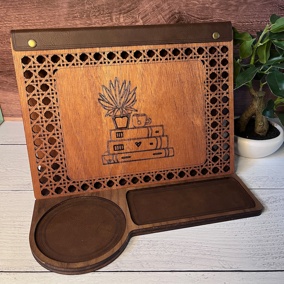 Book Lover Gift, Book Valet, Book Caddy Tablet Stand,engraved Book ...