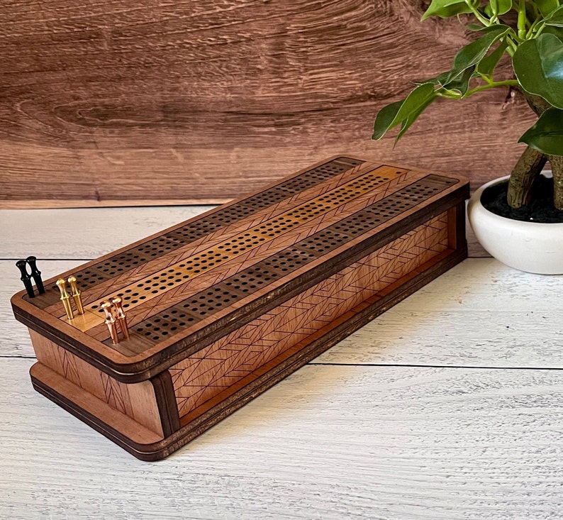 Wood Cribbage Game, Heirloom Cribbage Board, Family Cribbage Game ...
