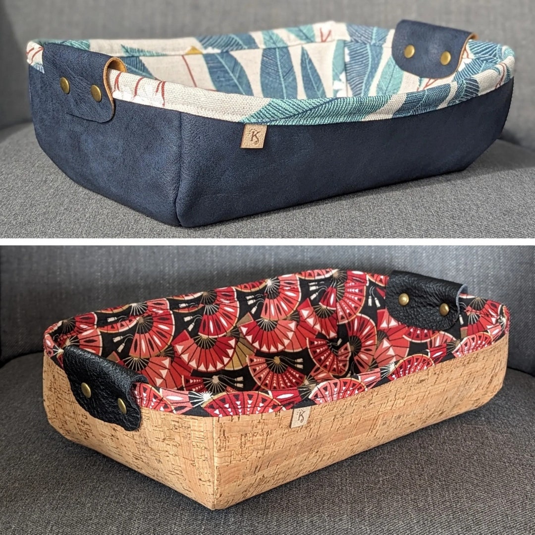 LARGE TRAYS Handmade Fabric Trays With Decorative Handles / Organiser ...