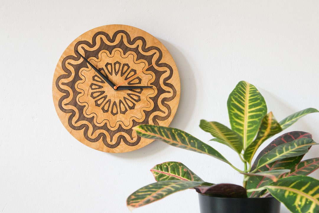 Wooden Wall Clock _ ENGADINE MINI_01 naked_ - Etsy