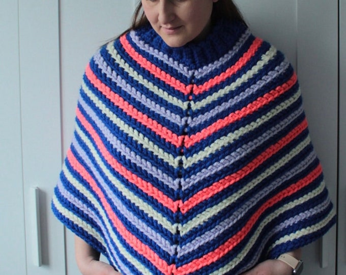 Crochet Serape Poncho - Navajo Style - Crochet PDF Pattern - Etsy Israel