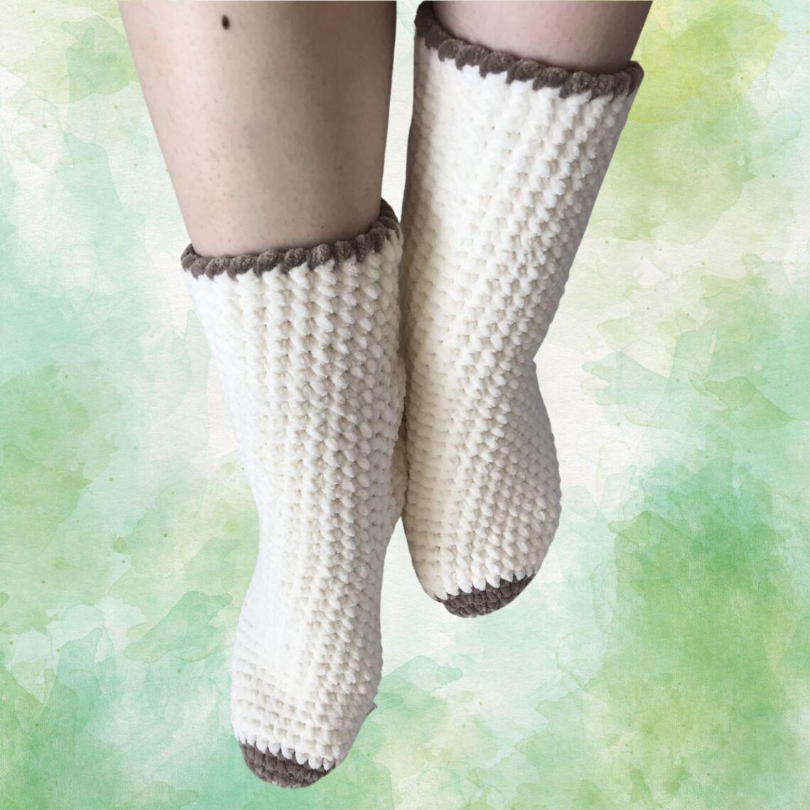 Crochet Bed Socks PDF Pattern/ Chenille Yarn Crochet Socks Pattern ...