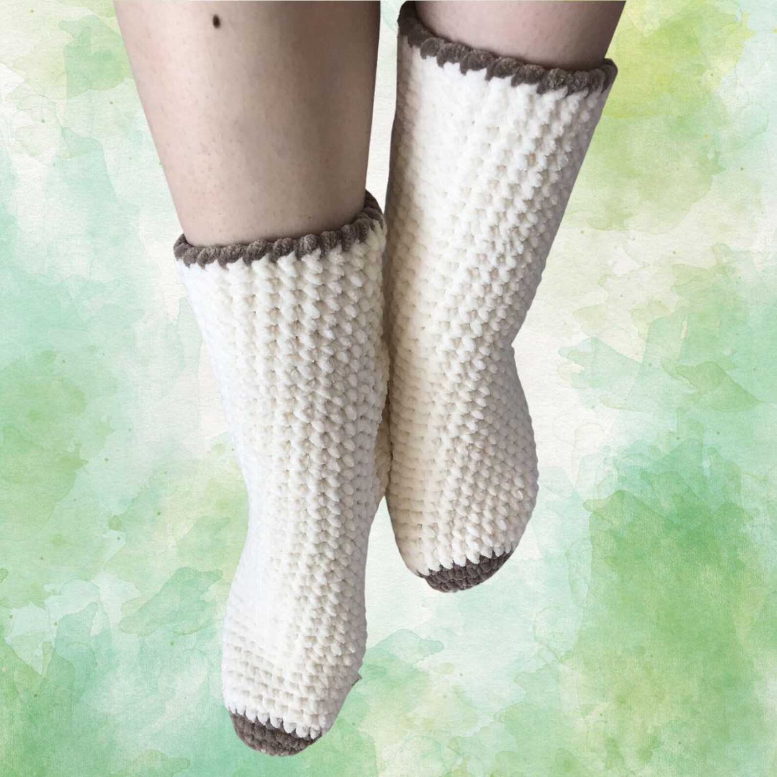 Crochet Bed Socks PDF Pattern/ Chenille Yarn Crochet Socks Pattern ...