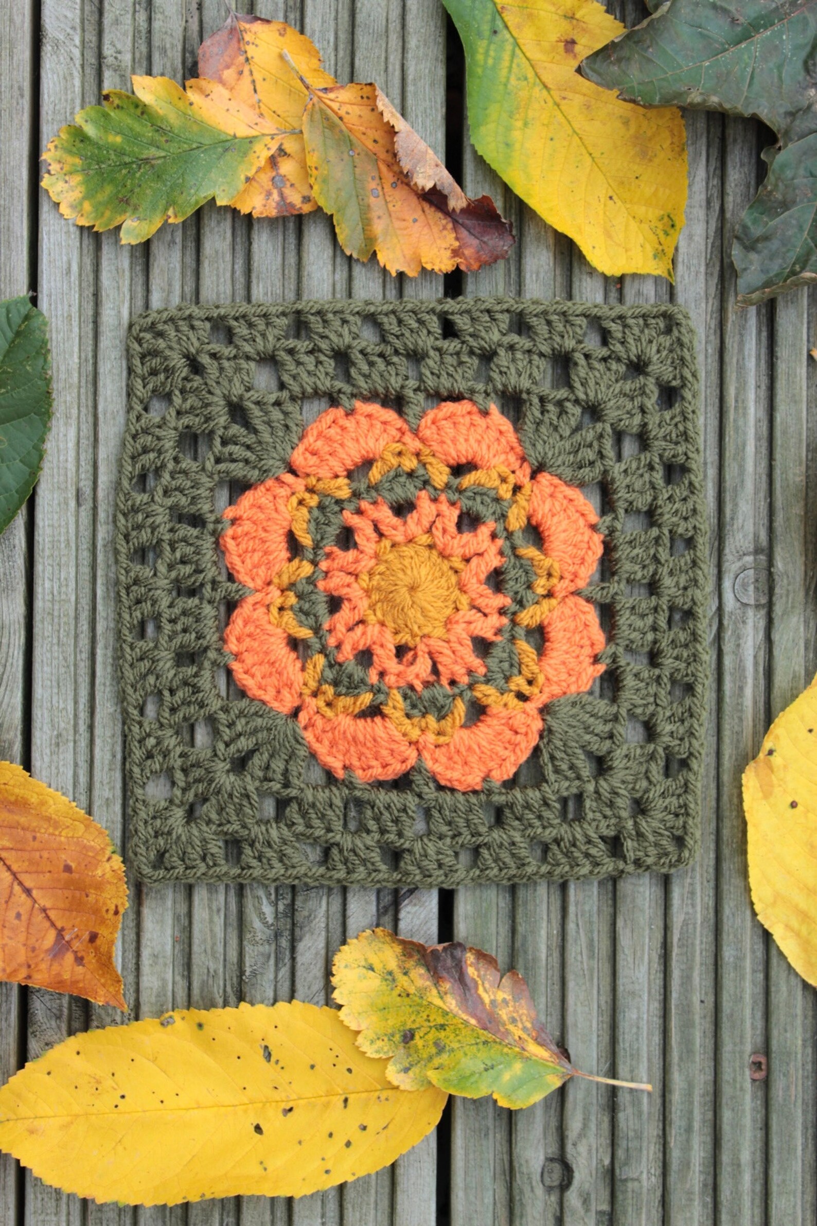 Crochet Granny Square Pattern/ Fall Crochet Square/ Autumn Crochet ...