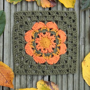 Crochet Granny Square Pattern/ Fall Crochet Square/ Autumn Crochet ...