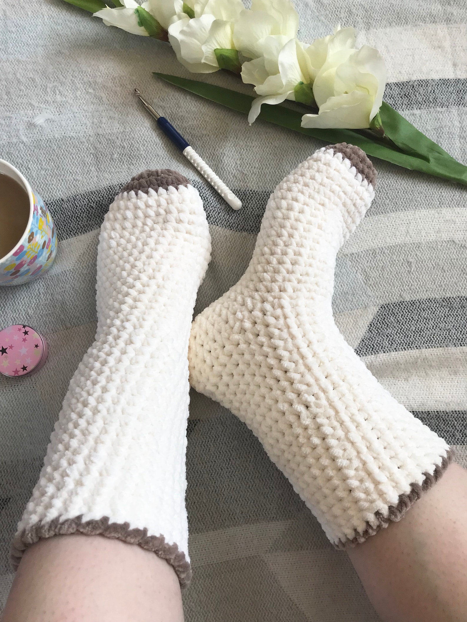 Chenille Bed Socks Crochet Pattern/ Crochet Socks Pattern/ - Etsy Australia