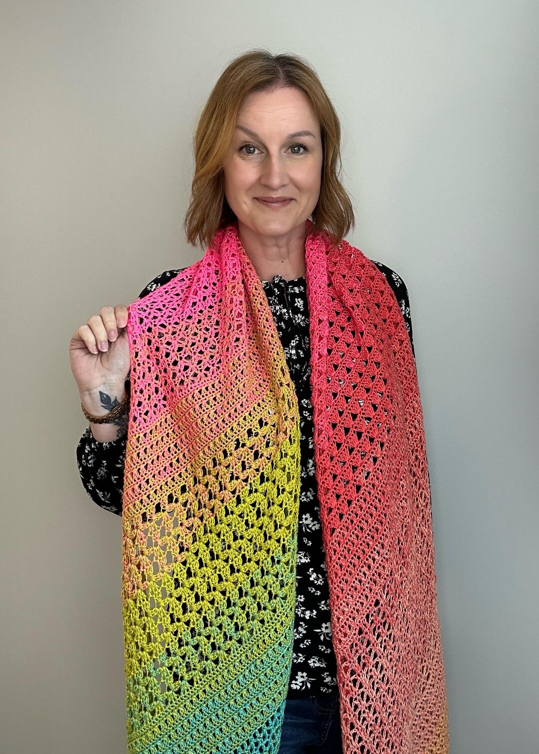 Lacy Crochet Shawl Pattern: Lace Summer Gradient Wrap/scarf (PDF ...