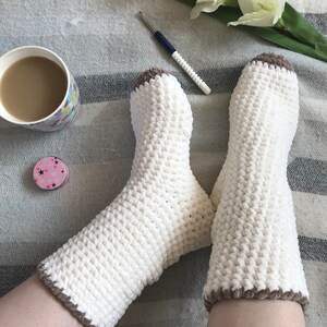 Chenille Bed Socks Crochet Pattern/ Crochet Socks Pattern/ Chenille ...