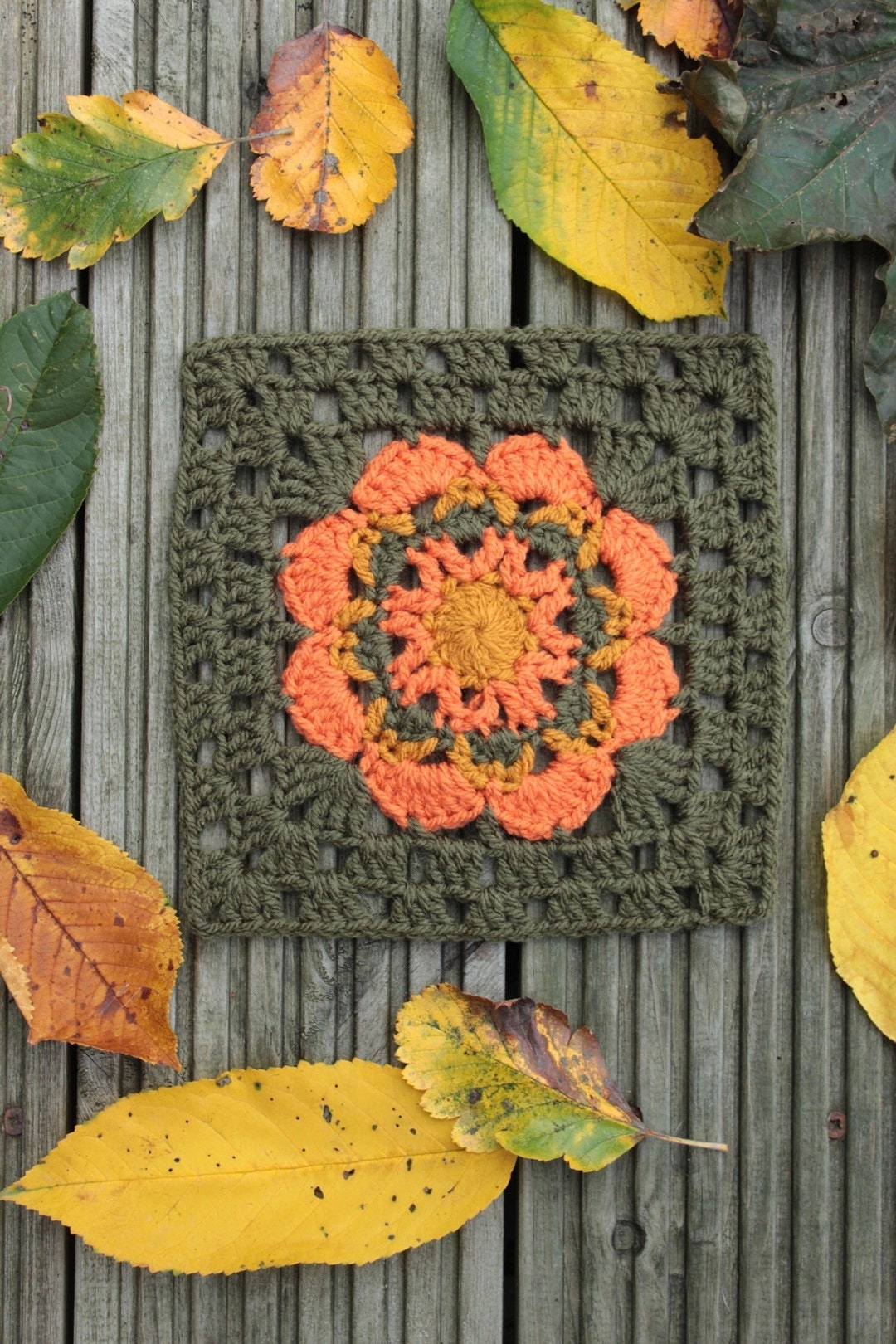 Crochet Granny Square Pattern/ Fall Crochet Square/ Autumn Crochet ...