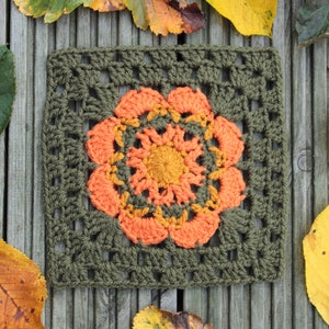 Crochet Granny Square Pattern/ Fall Crochet Square/ Autumn Crochet ...