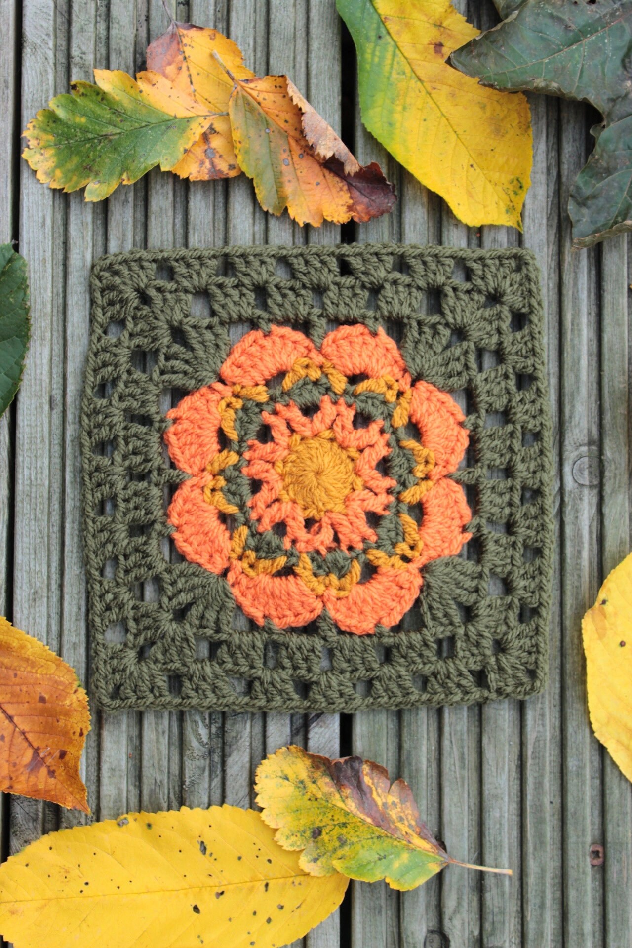 Crochet Granny Square Pattern/ Fall Crochet Square/ Autumn Crochet ...