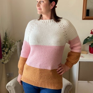 Women's Crochet Color Block Sweater PDF Pattern/ Crochet Pullover ...