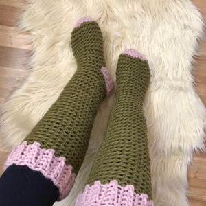 Chunky Crochet Socks Pattern/ Crochet Slipper Socks/ Knee High Crochet ...