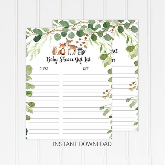 Printable Baby Shower Gift Log