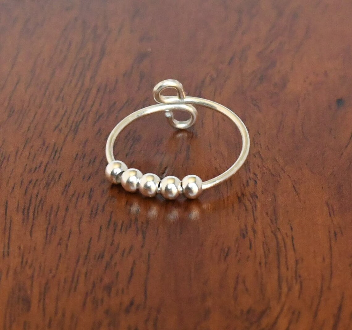 Anxiety Ring/Bead Stacking Ring With Five Beads/Adjustable | Etsy