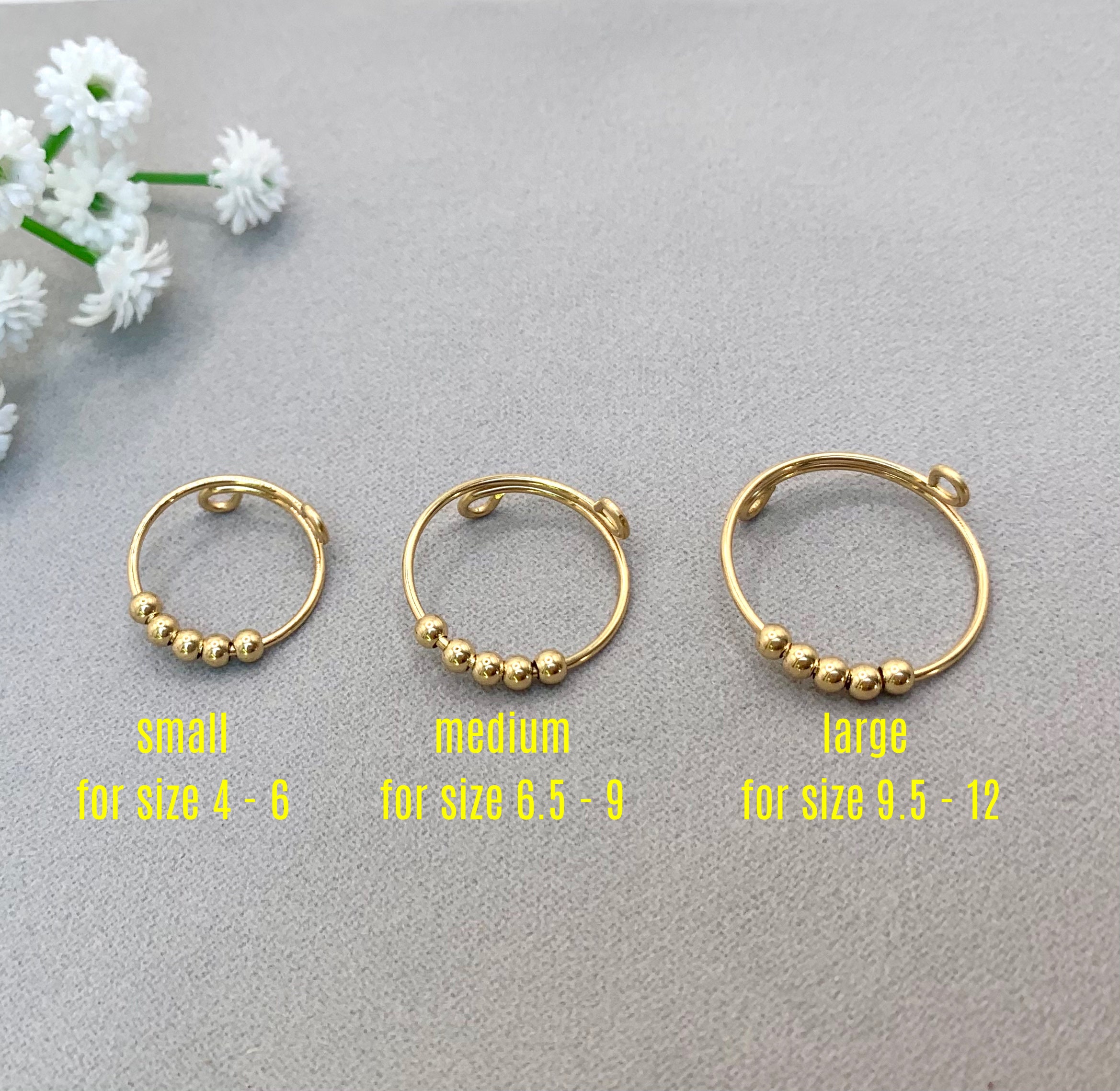 Anxiety Ring/bead Stacking Ring With Five Beads/adjustable - Etsy