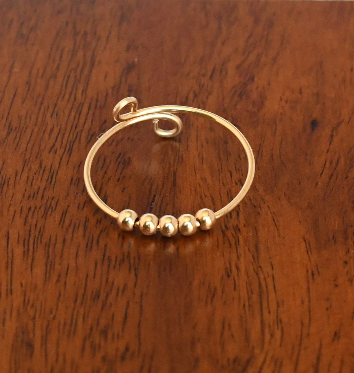Anxiety Ring/Bead Stacking Ring With Five Beads/Adjustable | Etsy