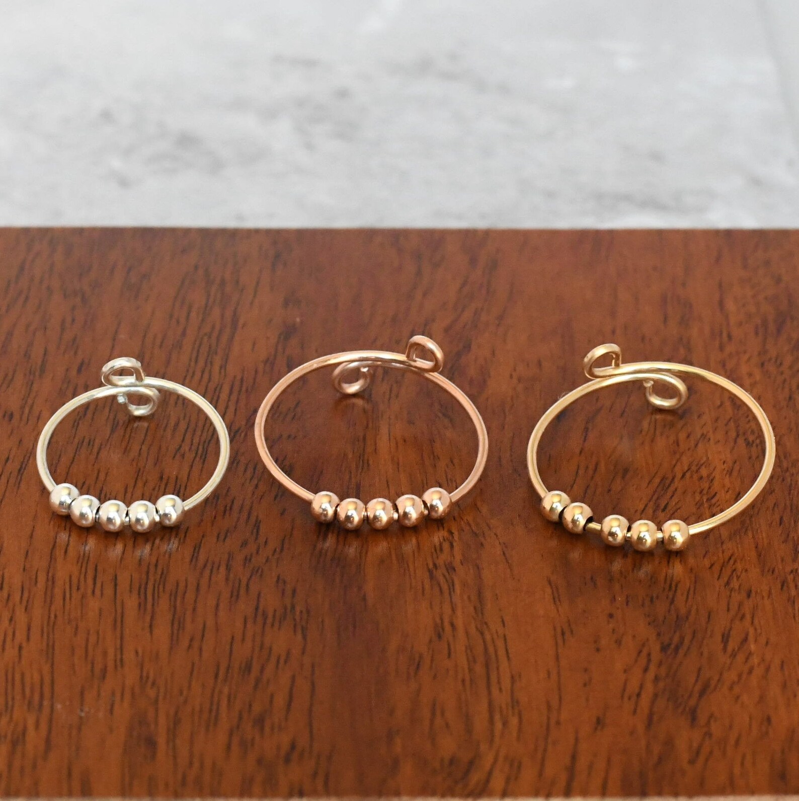 Anxiety Ring/Bead Stacking Ring With Five Beads/Adjustable | Etsy