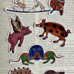 Medieval Stickers. Medieval Manuscript Animal Stickers - Etsy