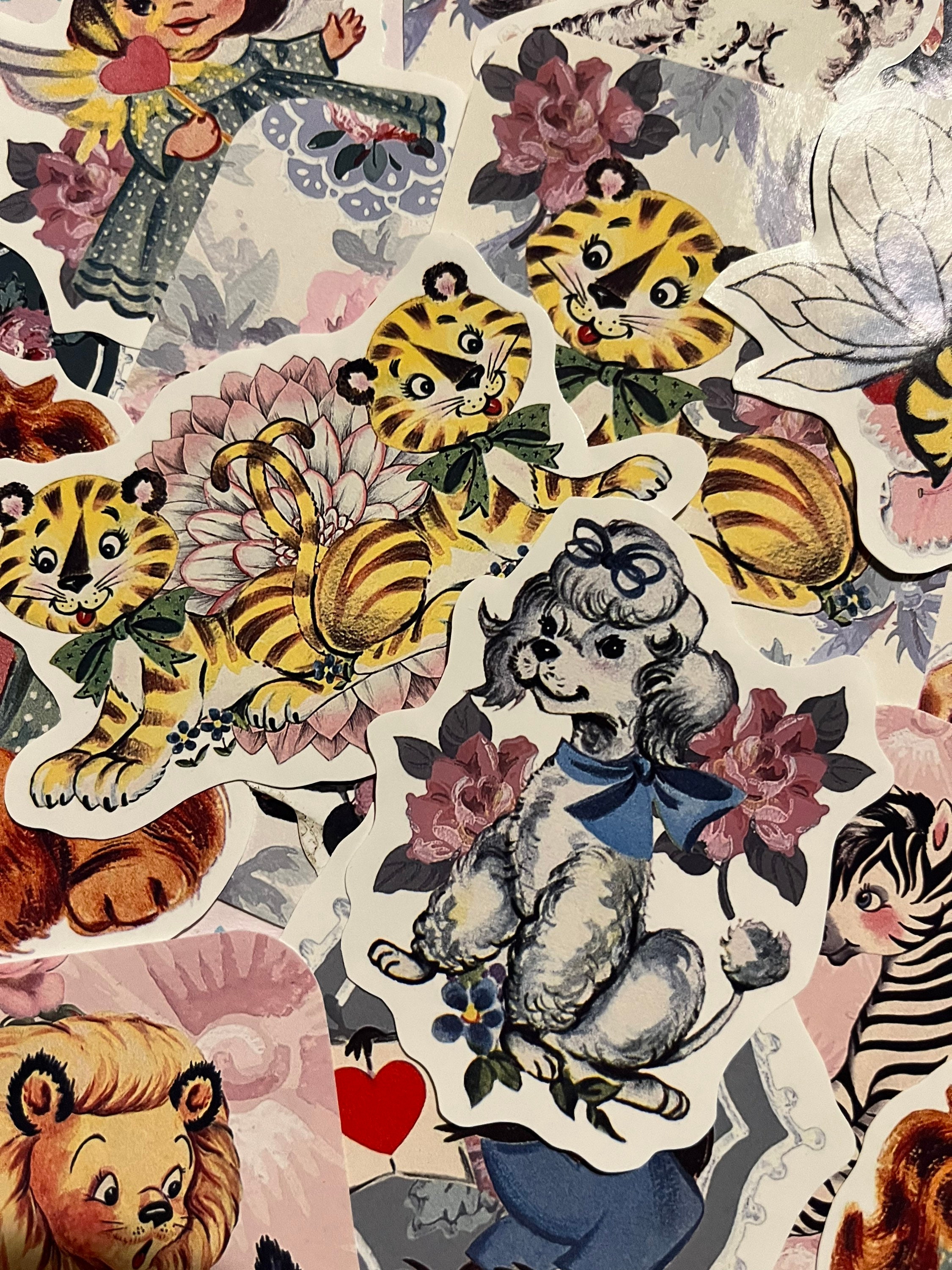 Kitsch Stickers. Vintage Style Cute Stickers. Retro Style Stickers ...