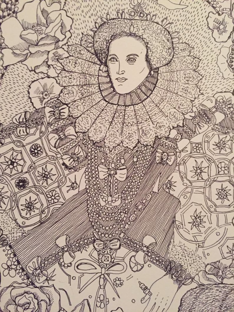 Queen Elizabeth 1st Print From My Original Drawing of the - Etsy UK