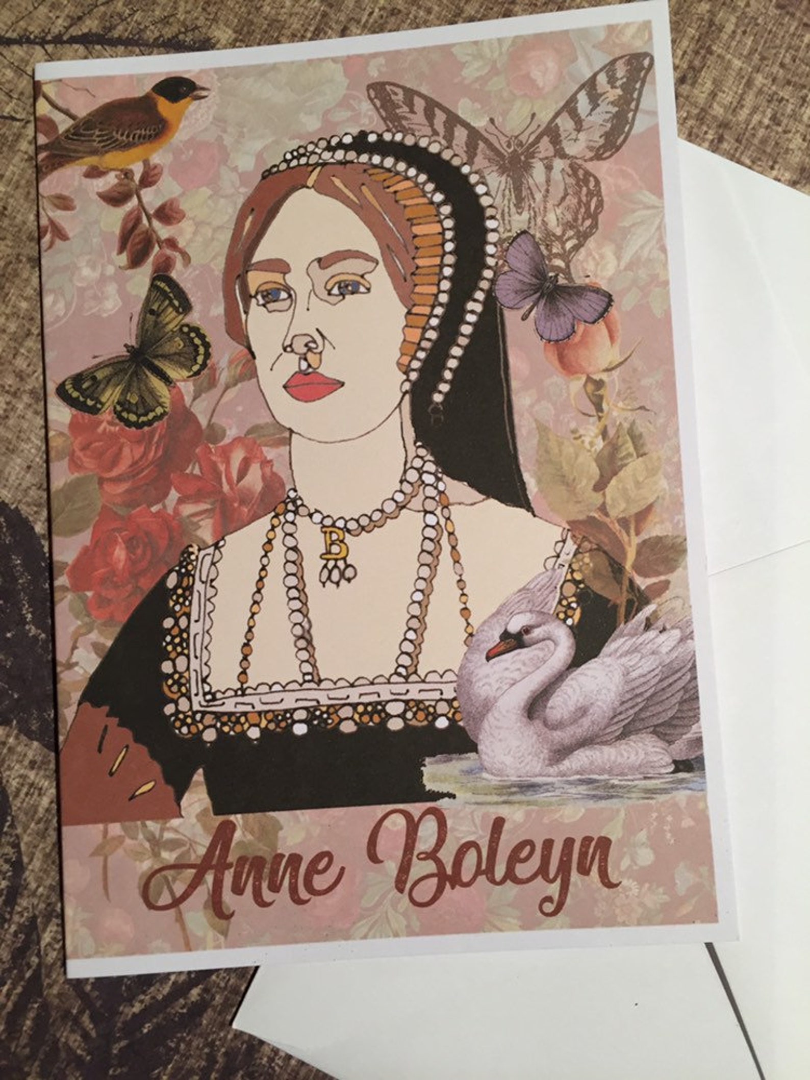 Anne Boleyn Greetings Card. Illustrated by Belinda Maria - Etsy