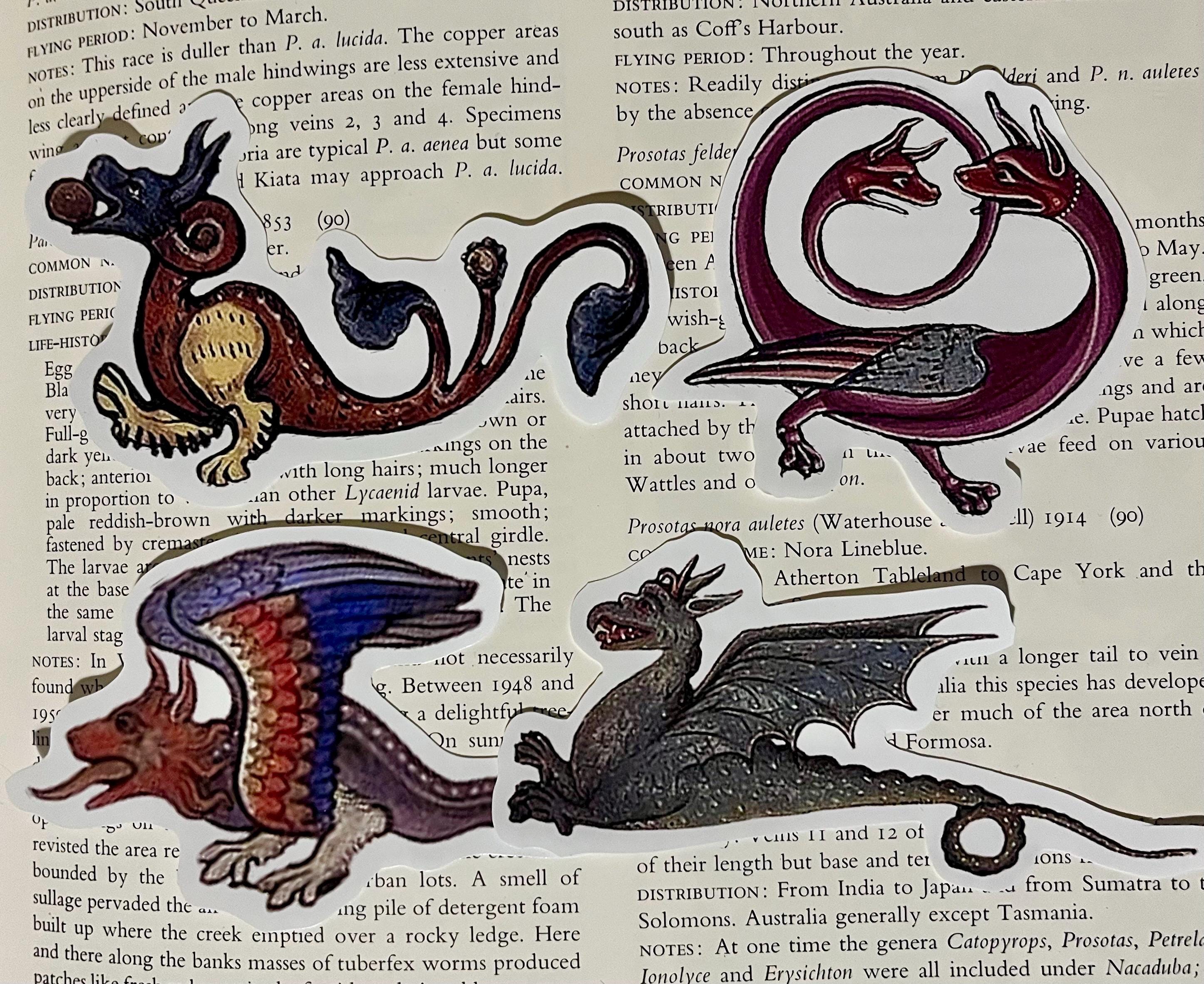 Medieval Dragons. Medieval Manuscript Stickers. A Selection of Fun ...