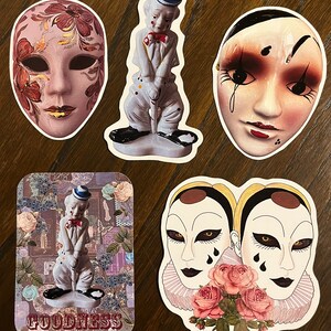 Gothic Venetian Mask Stickers. Pierrot and Venetian Masks Stickers. 18 ...